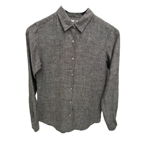 Uniqlo | Tops | Uniqlo Black Linen Button Up Long Sleeve Shirt | Poshmark